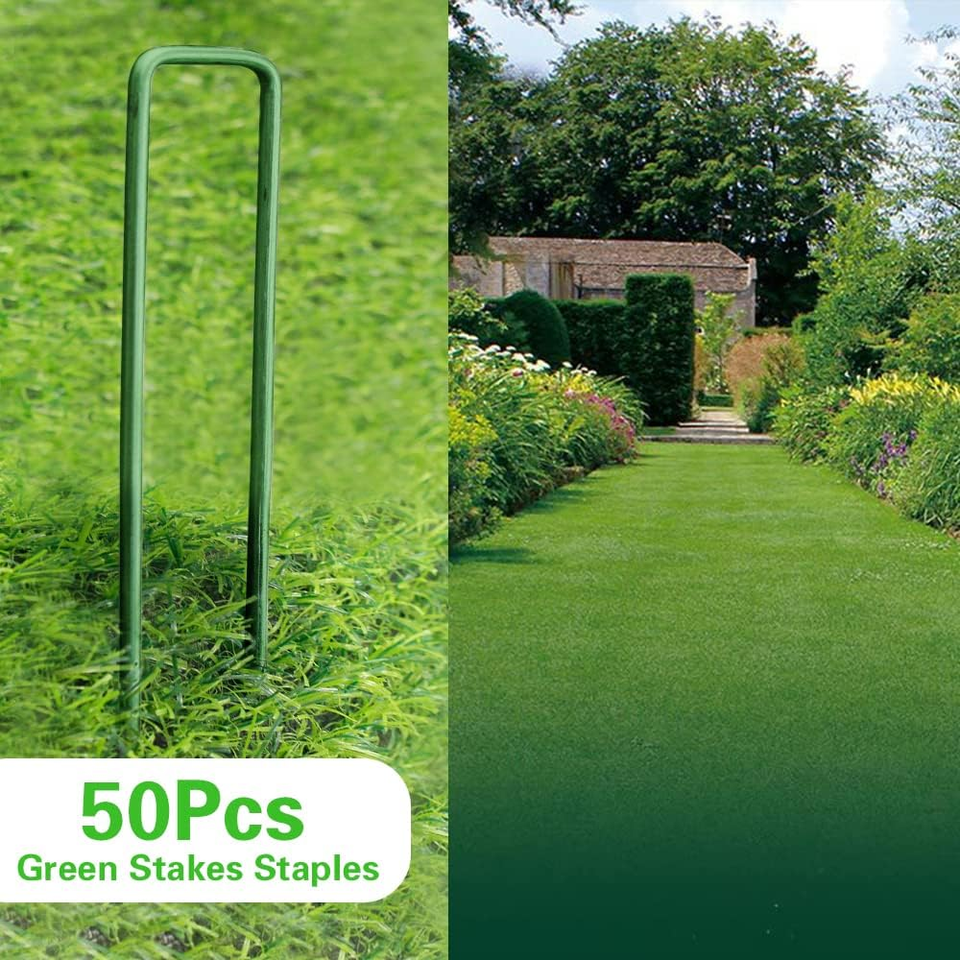 50Pcs Green Landscape Staples 6in Garden Artificial Turf Stakes Staples ...