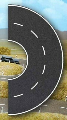 BUSCH 7098 Straßenkurve Kurve Asphaltstraße 80 mm breit Halbkreis 230 ...