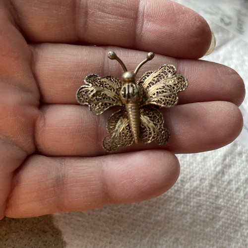 Antique Filigree Butterfly Moth Brooch Tested 10k Over Sterling B27 | eBay