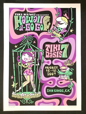 2007 Hawaii-A-Go-Go Derek Yaniger Silkscreen Poster Signed/Numbered 101 ...