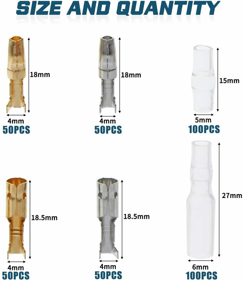400PCS MOTORCYCLE WIRING 3.9MM HARNESS LOOM BRASS BULLET CONNECTORS ...