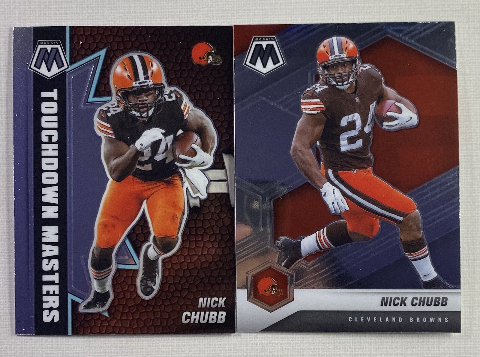 Nick Chubb Lot Of 2 Cards Panini Mosaic Touchdown Masters / Mosaic Base ...