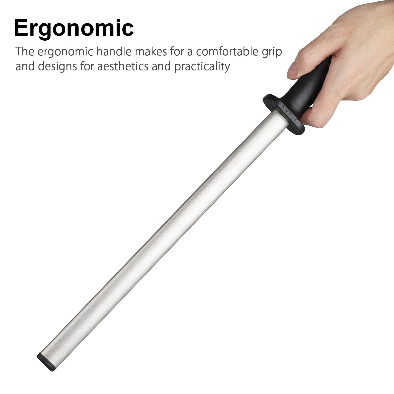 12in Diamond Knife Sharpener Steel Honing Rod Chef Kitchen Home ...