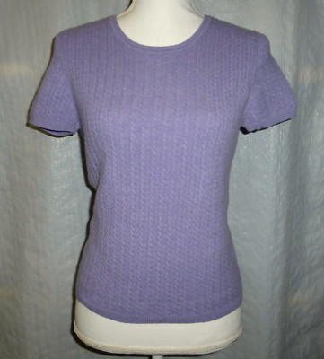 Thalian Women's 100% Pure Cashmere Short Sleeve Crewneck Lavender ...