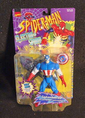Spider-Man ELECTRO-SPARK CAPTAIN AMERICA (Toy Biz 1997) MIP | eBay