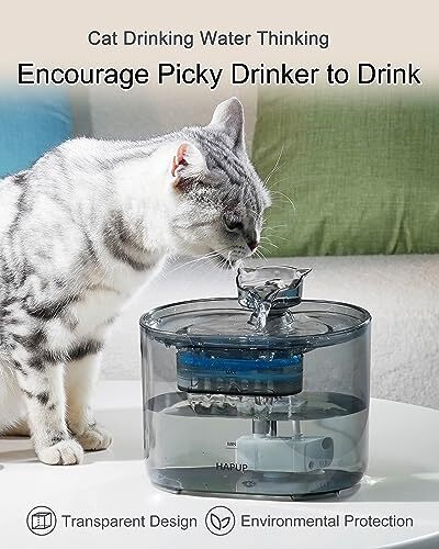 HAPUP Cat Fountain Kitty Spout Cat Water Fountain for Cats Inside 2.2L ...