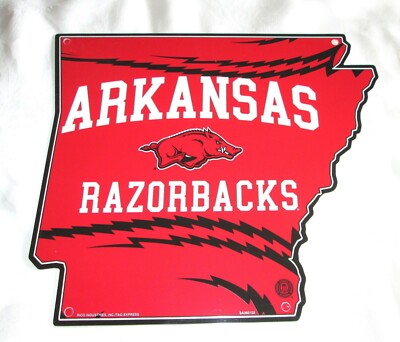 ARKANSAS RAZORBACKS - Arkansas State Shaped Sign PLUS FREE Lanyard ...