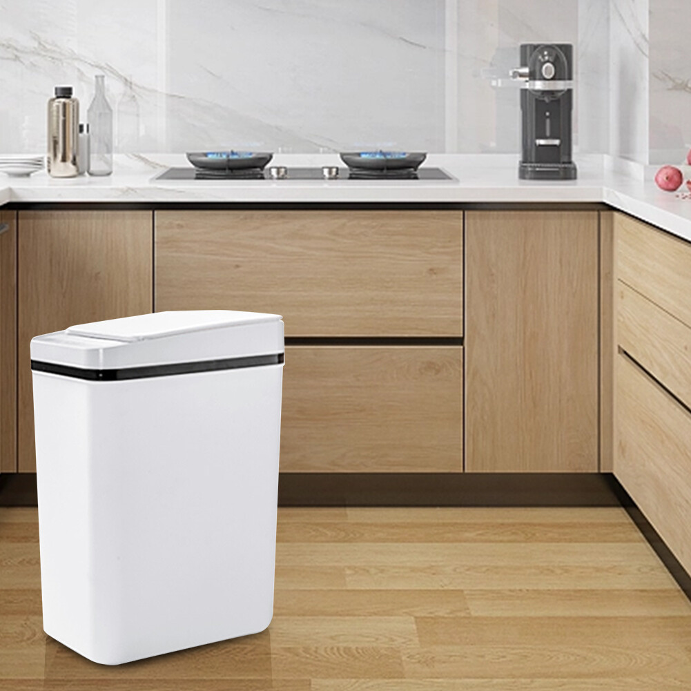 12L Smart Trash Can with Motion Sensor Lid Automatic Garbage Can (White ...