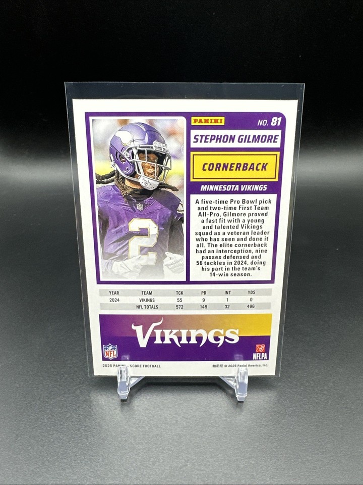 2025 Panini Score Football #81 Stephon Gilmore, Minnesota Vikings | eBay