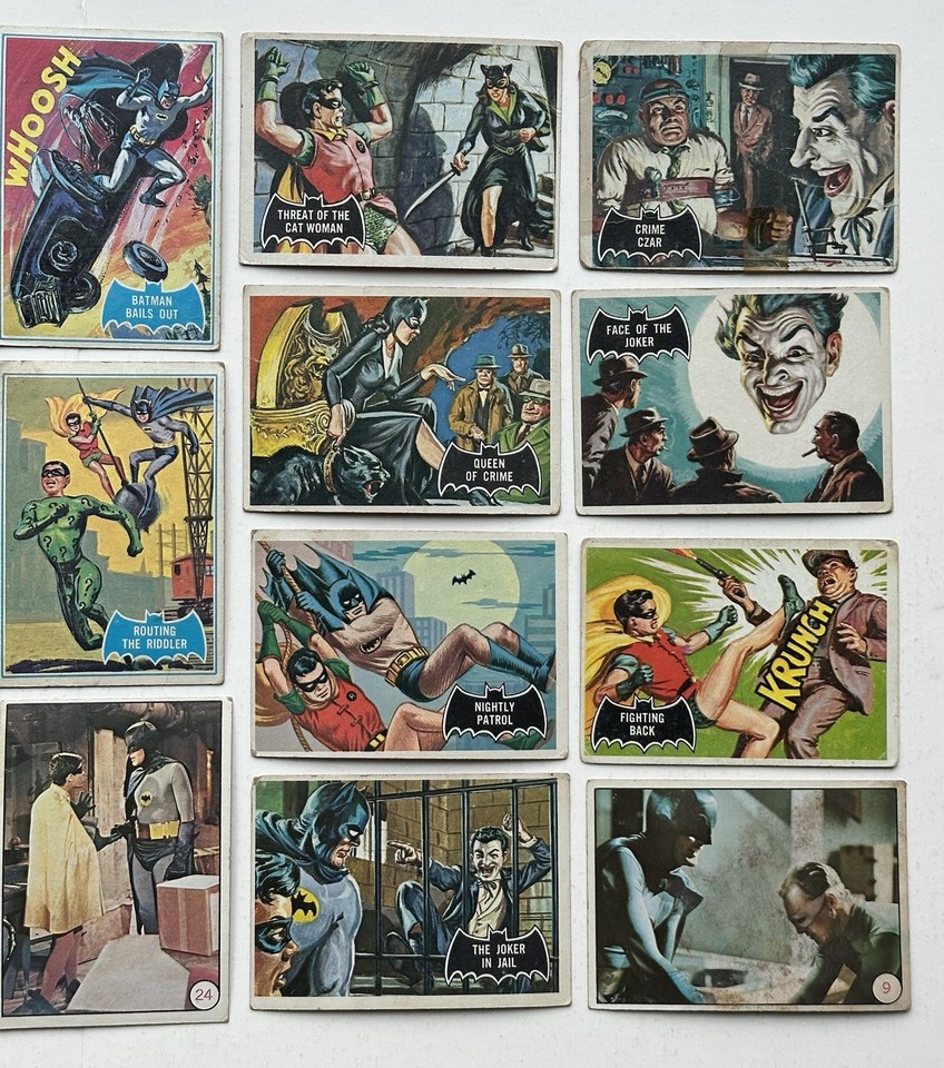 Vintage 1966 Topps Batman Trading Cards Blue, Red, Black (17) Card Lot ...