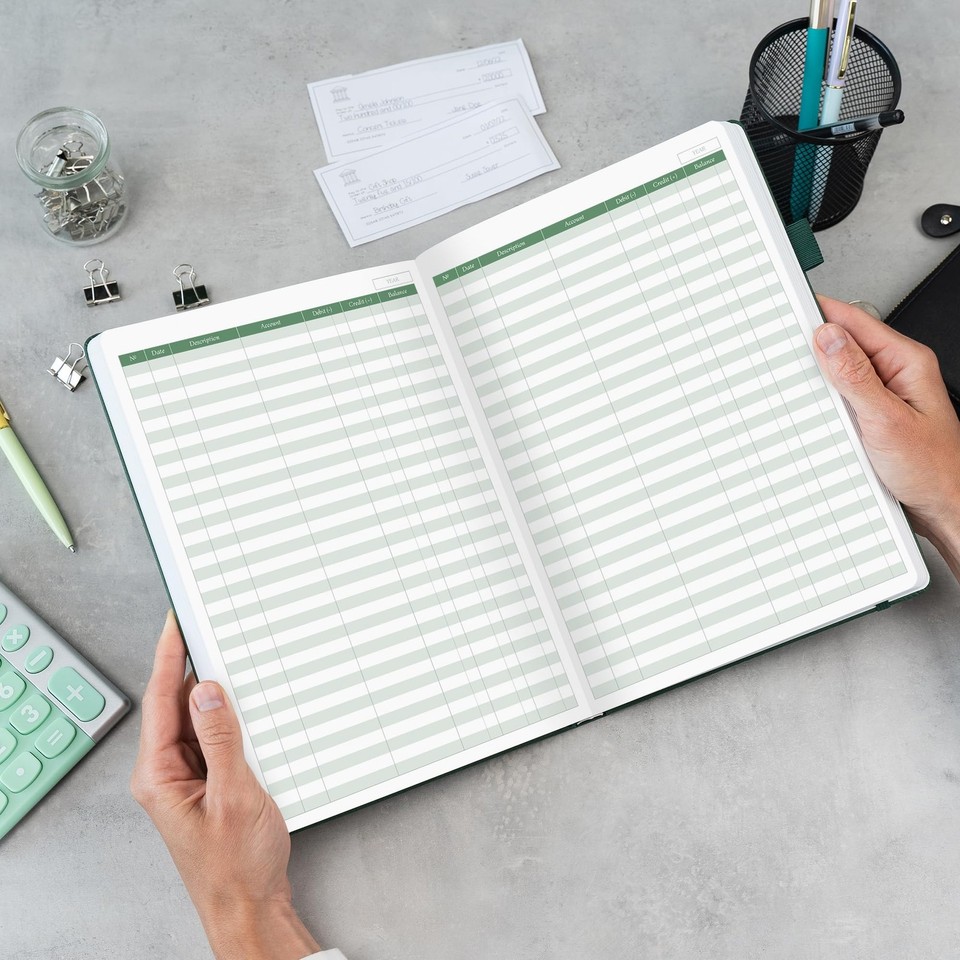 Legend Accounting Ledger Book – Hardcover Bookkeeping Log for Small ...