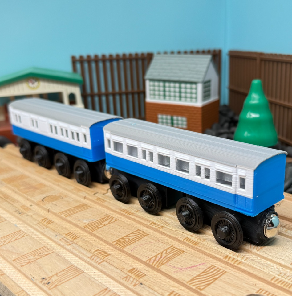 Wooden Railway Express Passenger & Brake Coach Train Custom For Thomas ...