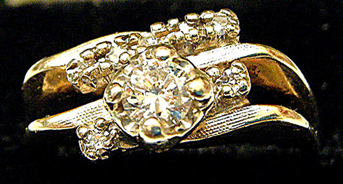 Vintage 14K Yellow Gold 8 Diamond Joined Wedding Engagement Band Ring ...