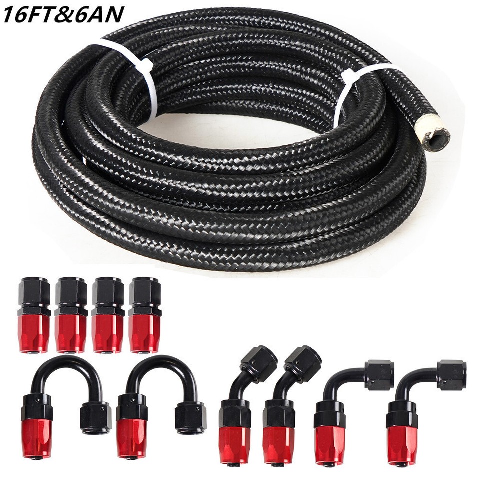 10/16/20FT 6AN 8AN/10AN Braided Fuel Hose Line w/ Swivel Hose End ...