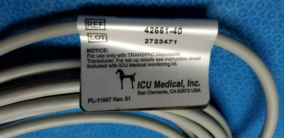 (N) ICU Medical / Transpac Cable Ref: 42661-40 / New - Open Box / (B522 ...