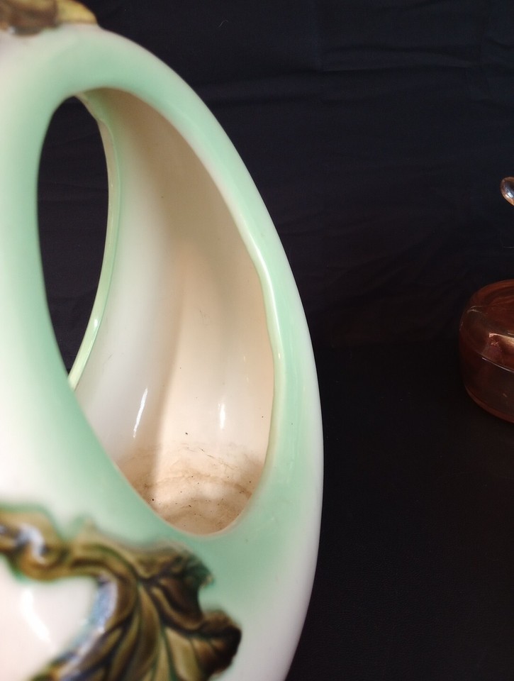 Vntg 1950s Hull Tokay Moon Planter Pink Green Ivory W/Purple Grapes #11 ...