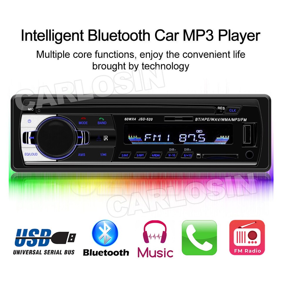 Car Stereo Single 1 DIN In-Dash FM Radio Stereo Player USB AUX ...