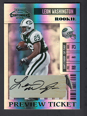 Leon Washington 2006 Contenders Rookie Preview Ticket Autograph card #5 ...