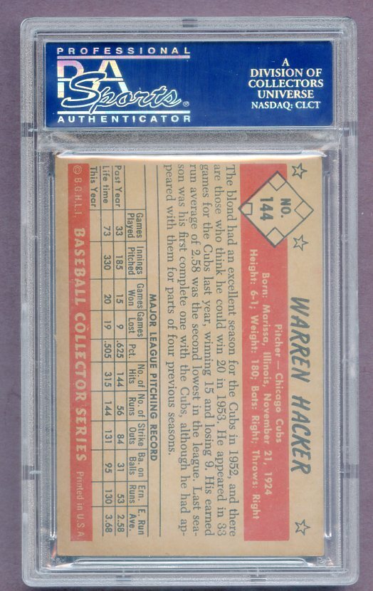 1953 BOWMAN #144 WARREN HACKER CUBS PSA 4 VG-EX 474220 (KYCARDS) | eBay