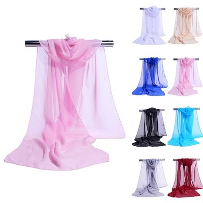 Beach Shawl For Women Chiffon Head Scarf Hijab Long Plain Color Sarong ...