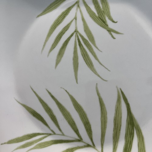 Corelle Vitrelle Bamboo Leaf Square 10.5" Green/White Dinner Plates Set ...