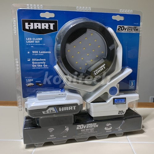 Hart HPWL03B 20V LED Clamping Light Kit w/ 1.5Ah Battery & Charger 900 ...