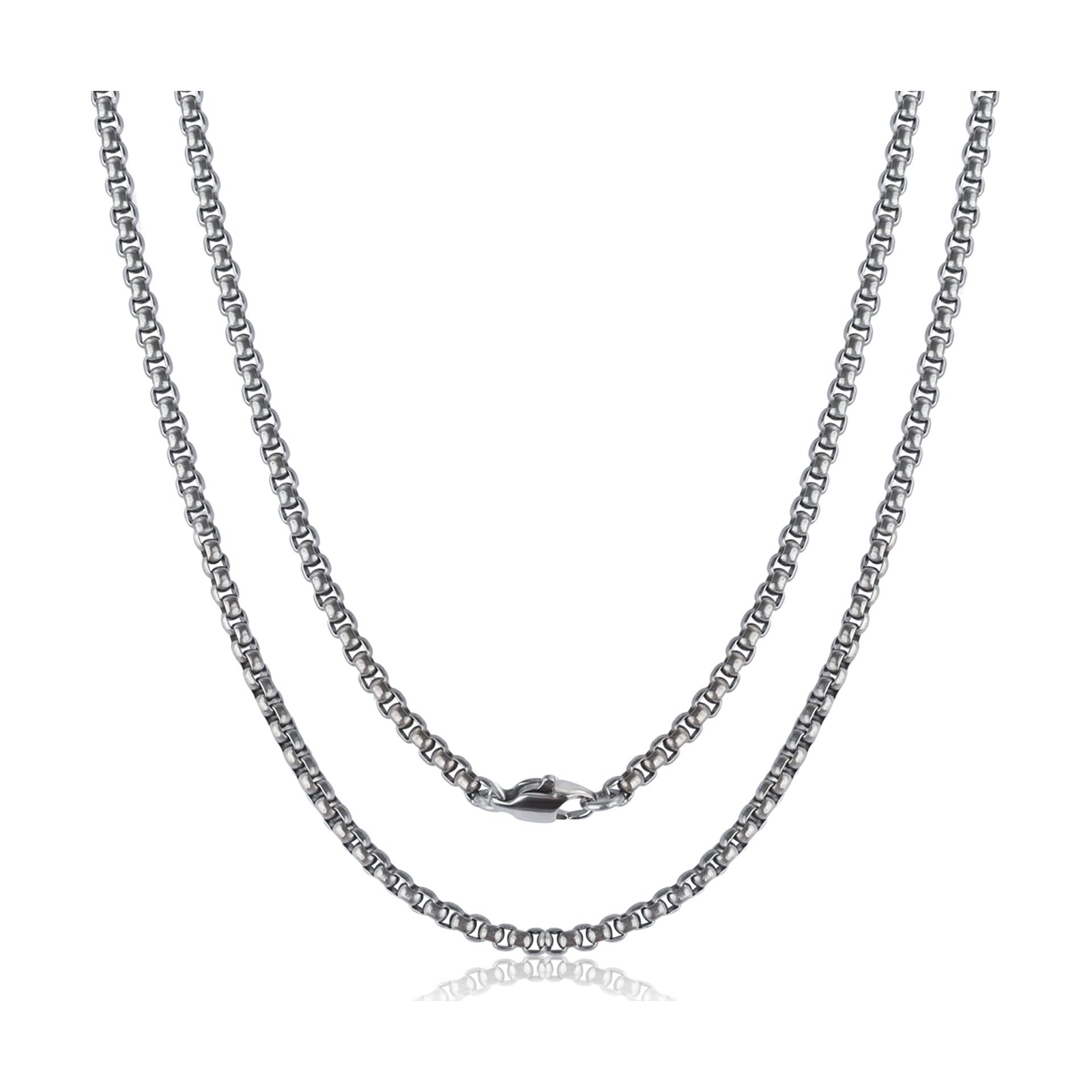 Pure Titanium Necklace for Men 3mm Square Rolo Chain, Durable Skin ...