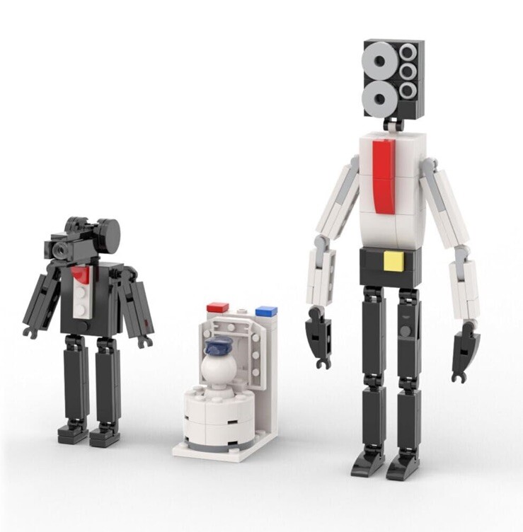 Skibidi Toilet Action Figure Building Block Set, 3 in 1 Skibi Toilet ...