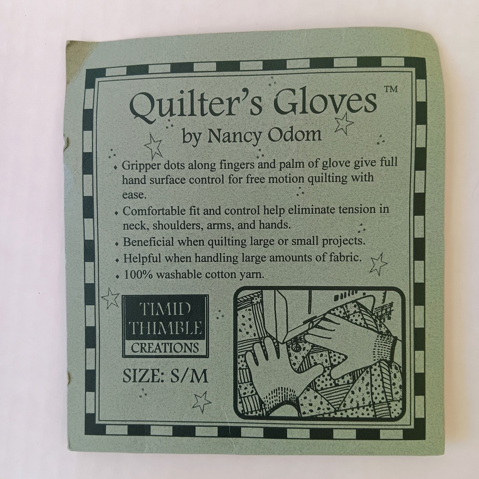 Timid Thimble Creations White Quilter's Gloves by Nancy Odom Size S/M ...