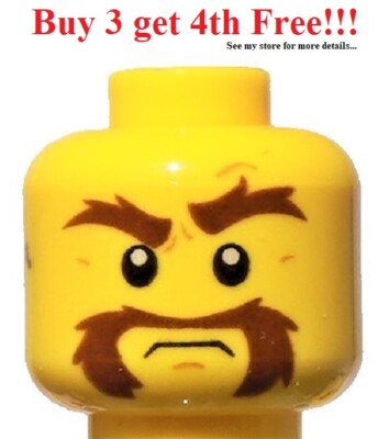 ☀️NEW Lego Male Minifigure Minifig Head Beard Brown Mustache Moustache ...