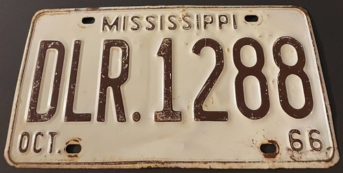 Vintage 1966 Mississippi Dealer License Plate DLR 1288 | eBay
