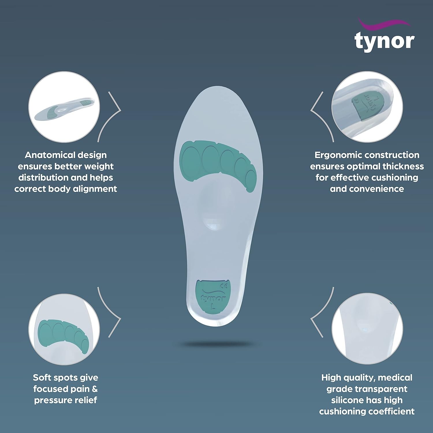 Tynor Insole full Silicone superior comfort High cushioning shock ...