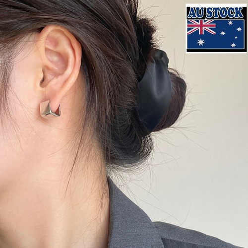 Fashion Woman Real s925 Sterling Silver Square Huggie Earring Clip One Pair | eBay Australia