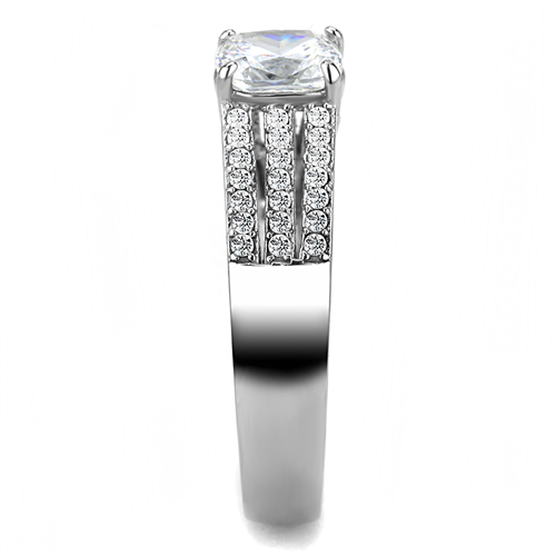 Princess Cut CZ & Pave Crystal Accents Stainless Steel Ring | eBay