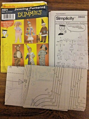 Simplicity Sewing Patterns for Dummies 3606 Toddlers' Costume ½-4 UNCUT ...