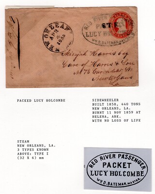 Steamboat Lucy Holcombe to New Orleans on Nesbitt Entire | eBay