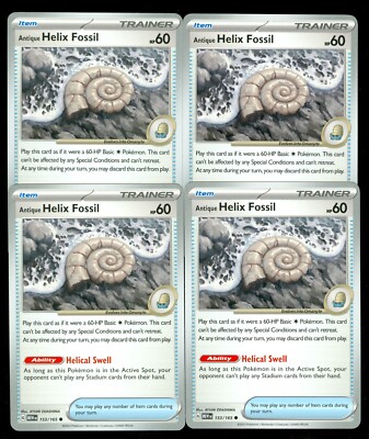 Pokemon ANTIQUE HELIX FOSSIL 153/165 - Pokemon 151 - - MINT 4X | eBay