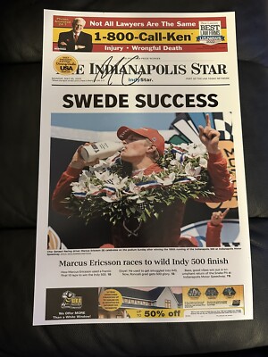 Marcus Ericsson Signed 11 X 17 Poster 2022 Indianapolis Indy 500 ...