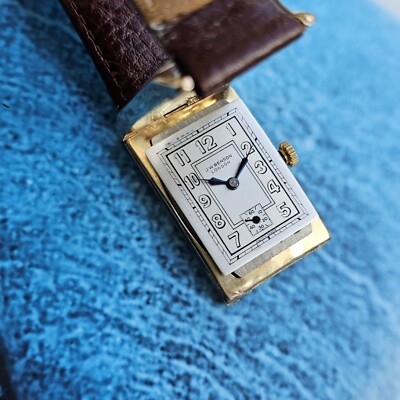 Vintage 9k Solid Gold J W Benson Tank Men's Watch | eBay UK