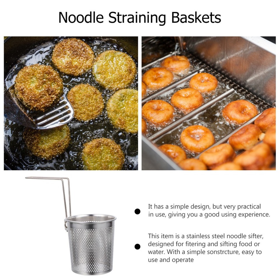 2 PCS Noodle Mesh Strainer Stainless Steel Sieve Pasta Spider Basket ...