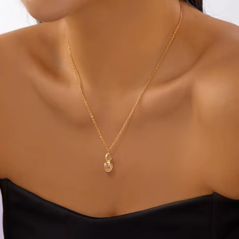 Vintage Gold Color Long Chain Drop Necklaces for Women Simple Metal ...