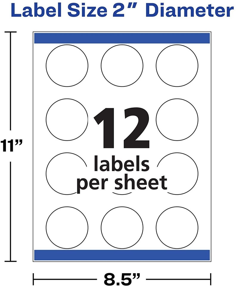 Avery Printable Round Labels, 2", Glossy White, 120 Labels (22807) | eBay
