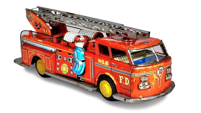 Fire Friction Engine Tin Japan Vintage Toy Ladder Fire Truck No. 6 | eBay