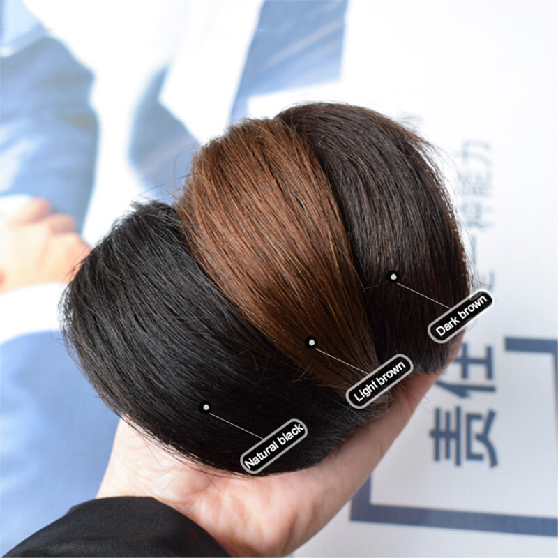 Men Alpha 100% Remy Human Hair Buns Half Circle Hair ball Fluffy Buns ...