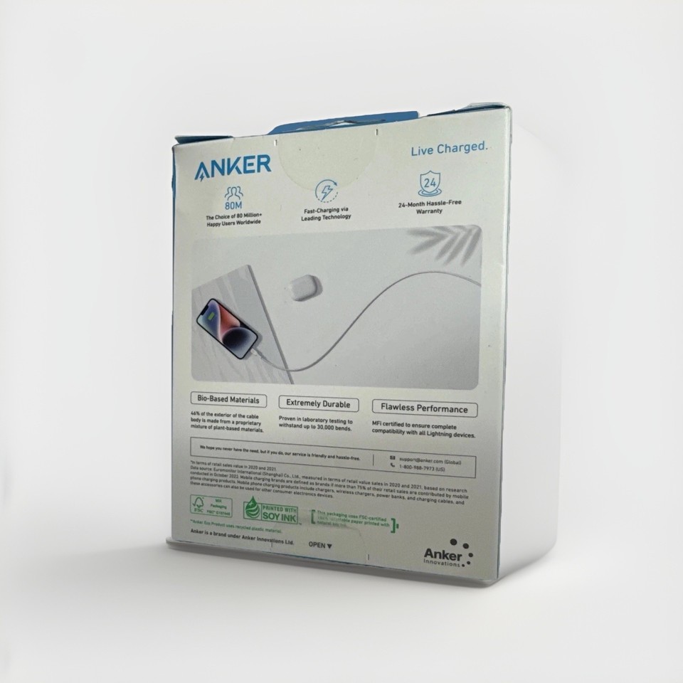 Anker 6ft Eco-Friendly Braided USB-C to Lightning Fast Charging Cable ...