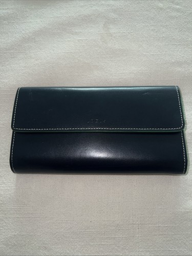 Lodis Leather Checkbook Wallet Navy Blue Green | eBay