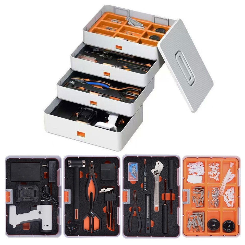 Tool Set for Home with 24V Power Cordless Drill Hand Repair Tool Box ...
