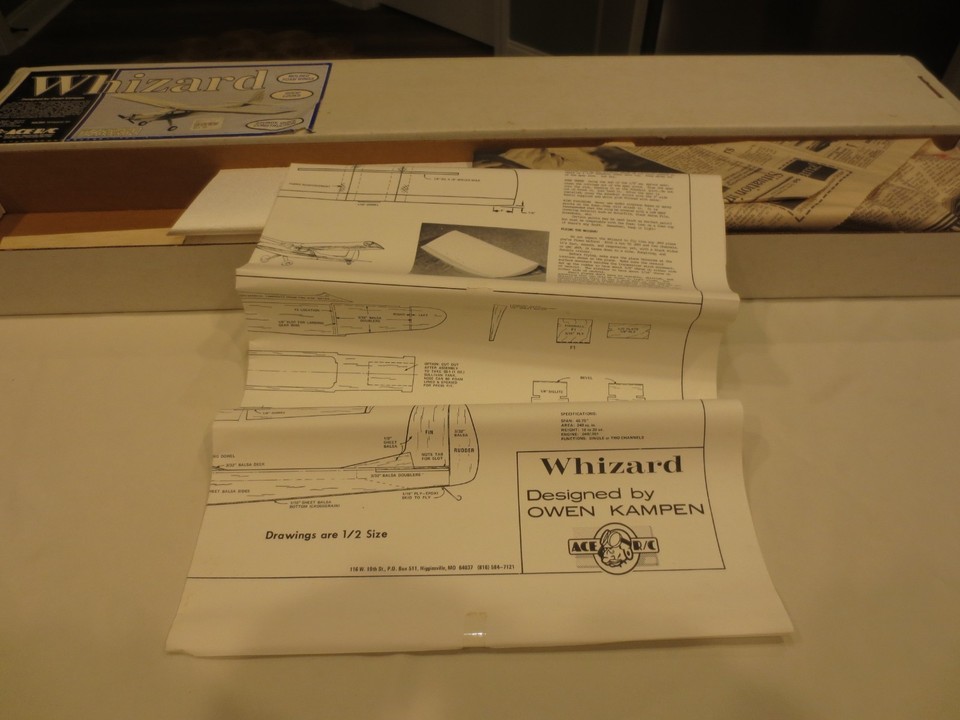 Vintage Ace Whizard Sport - Trainer R/C Airplane Kit 50L203 - Brand New ...