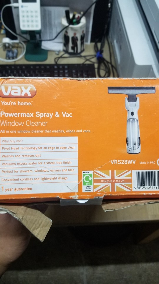 Vax Powermax Spray & Vac Window Cleaner VRS28WV - Boxed - Fully Tested ...