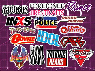 15 80's Rock Band Logo Stickers -Clear, Holographic, or White - Journey ...